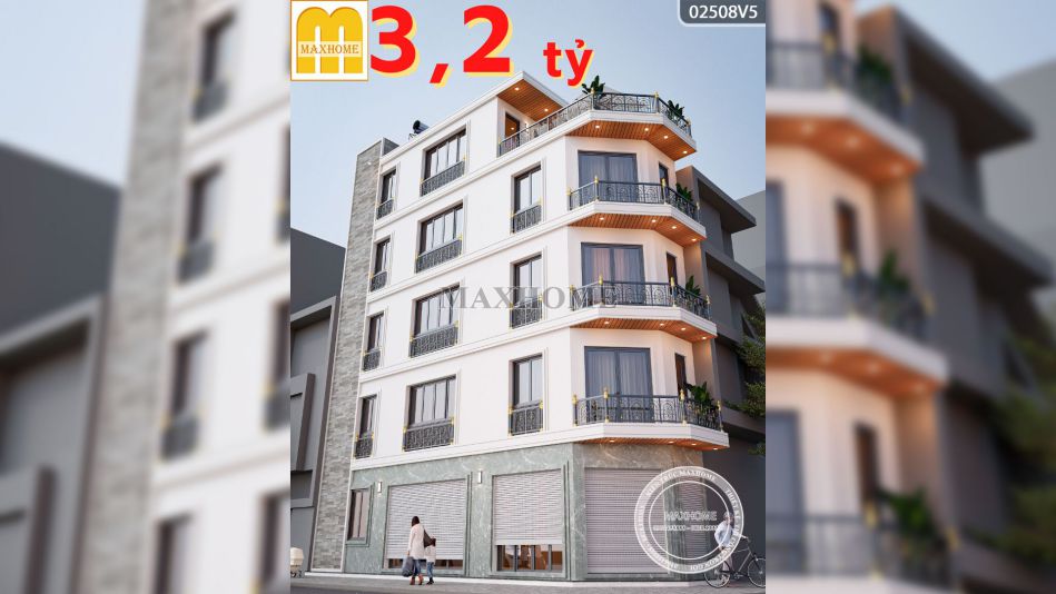 Nhà lô góc 5 tầng siêu đẹp do Maxhome thiết kế ở Sài Gòn