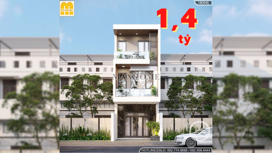 Bản thiết kế nhà ống 3 tầng với mặt tiền nhỏ gọn - công năng