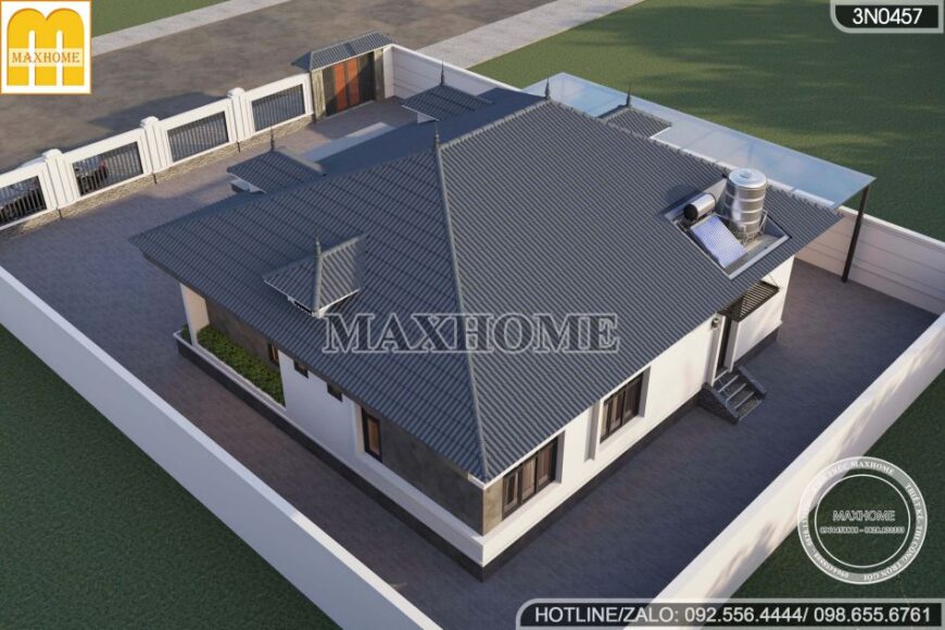 Bán Full bản vẽ công năng nhà cấp 4 mái Nhật 3 phòng ngủ