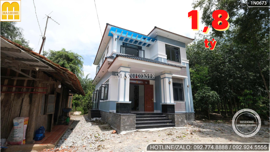 Khám phá thực tế nhà 2 tầng mái Nhật 180m2 tối ưu công năng