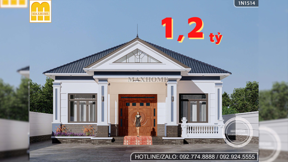 Thiết kế nhà cấp 4 mái Nhật mặt tiền 11m đẹp mọi góc nhìn